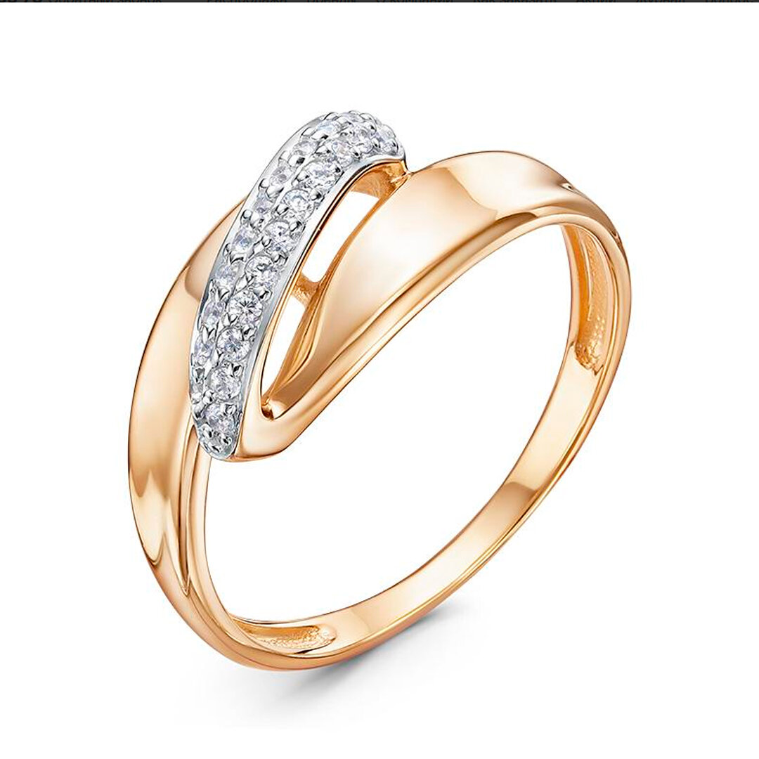 Кольцо, красное золото, 585 проба, фианит