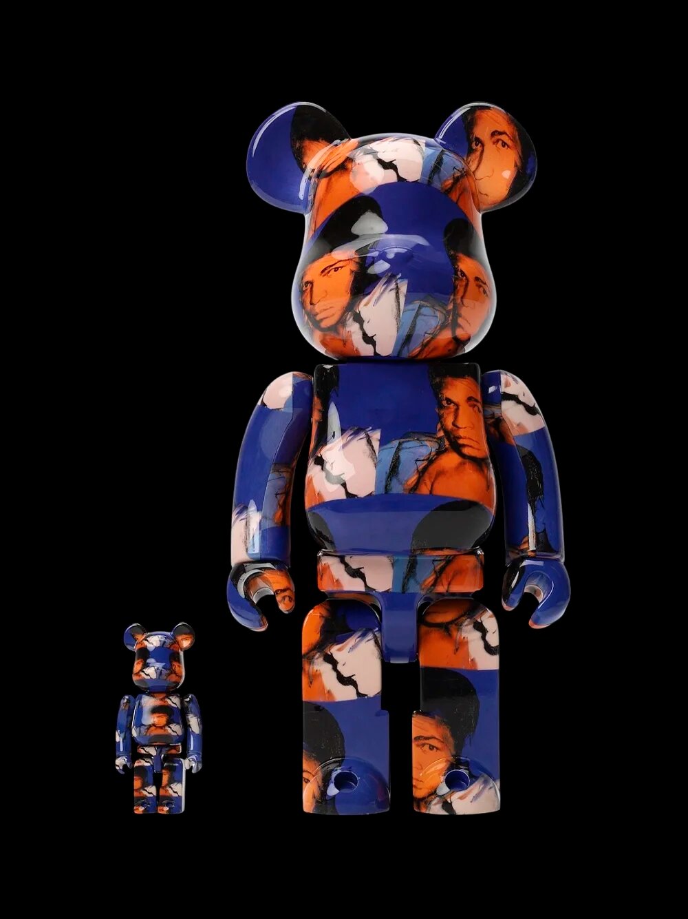 Коллекционная оригинальная фигура Bearbrick Andy Warhol Muhammad Ali 400% 100% / 28см высота / ABS пластик / Medicom Toy