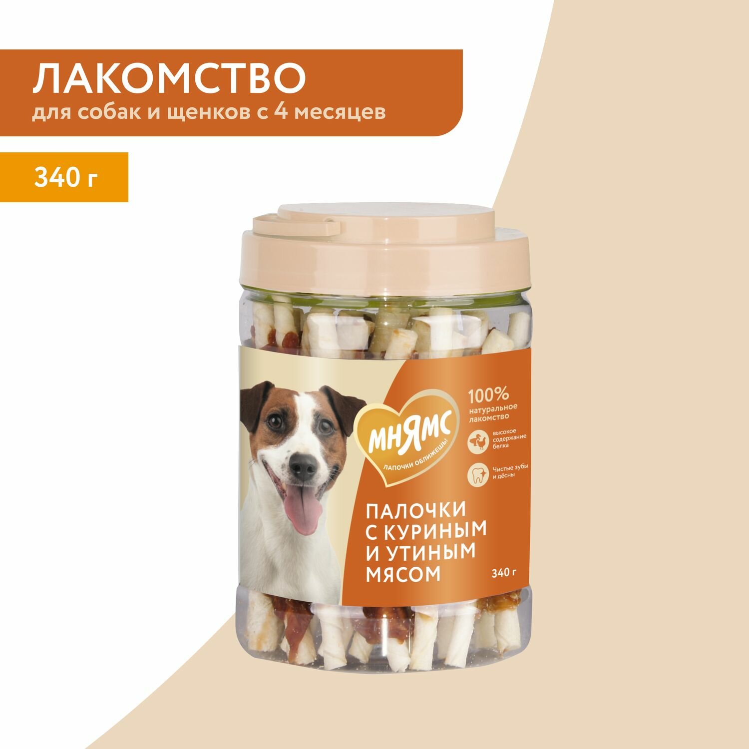 Лакомство Мнямс На каждый день для собак Палочки с куриным и утиным мясом 340 гр