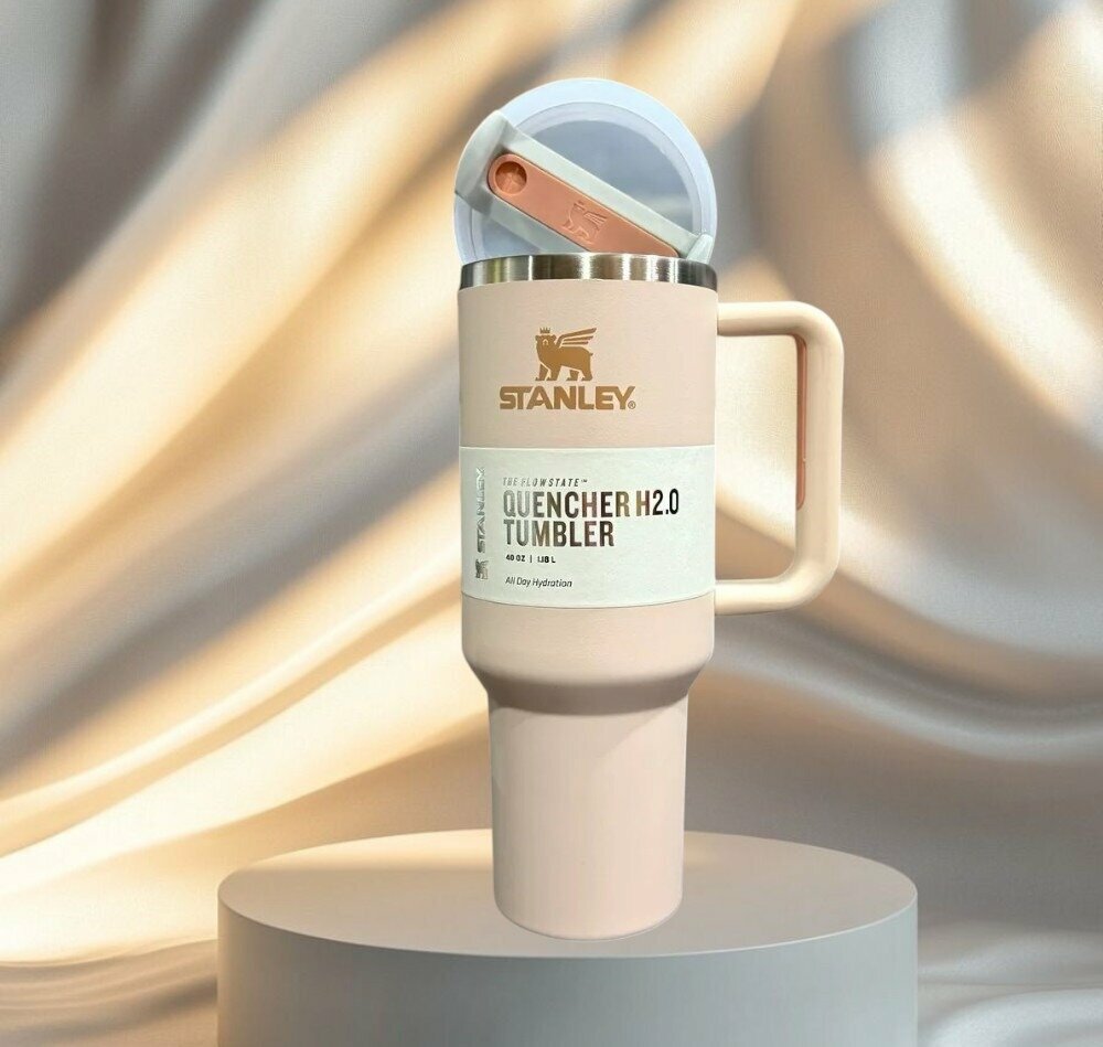 Термокружка из нержавеющей стали Stanley 1.18л, Розовая пудра + колпачок для трубочки в подарок