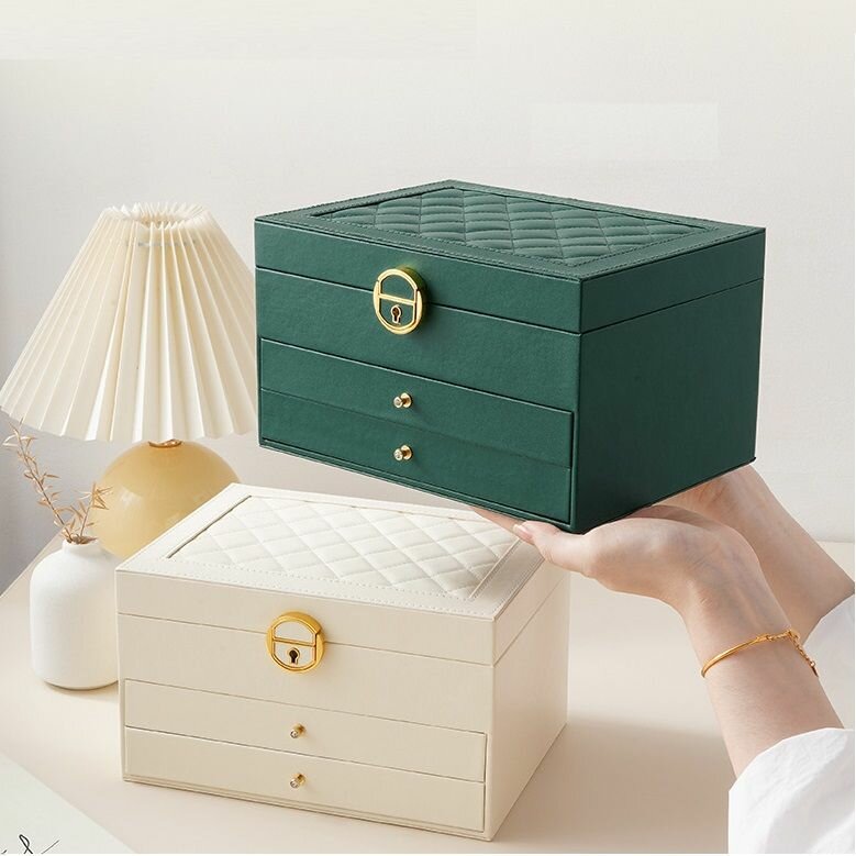 Шкатулка для украшений Шkatulka Таира, с замком, три яруса, белая