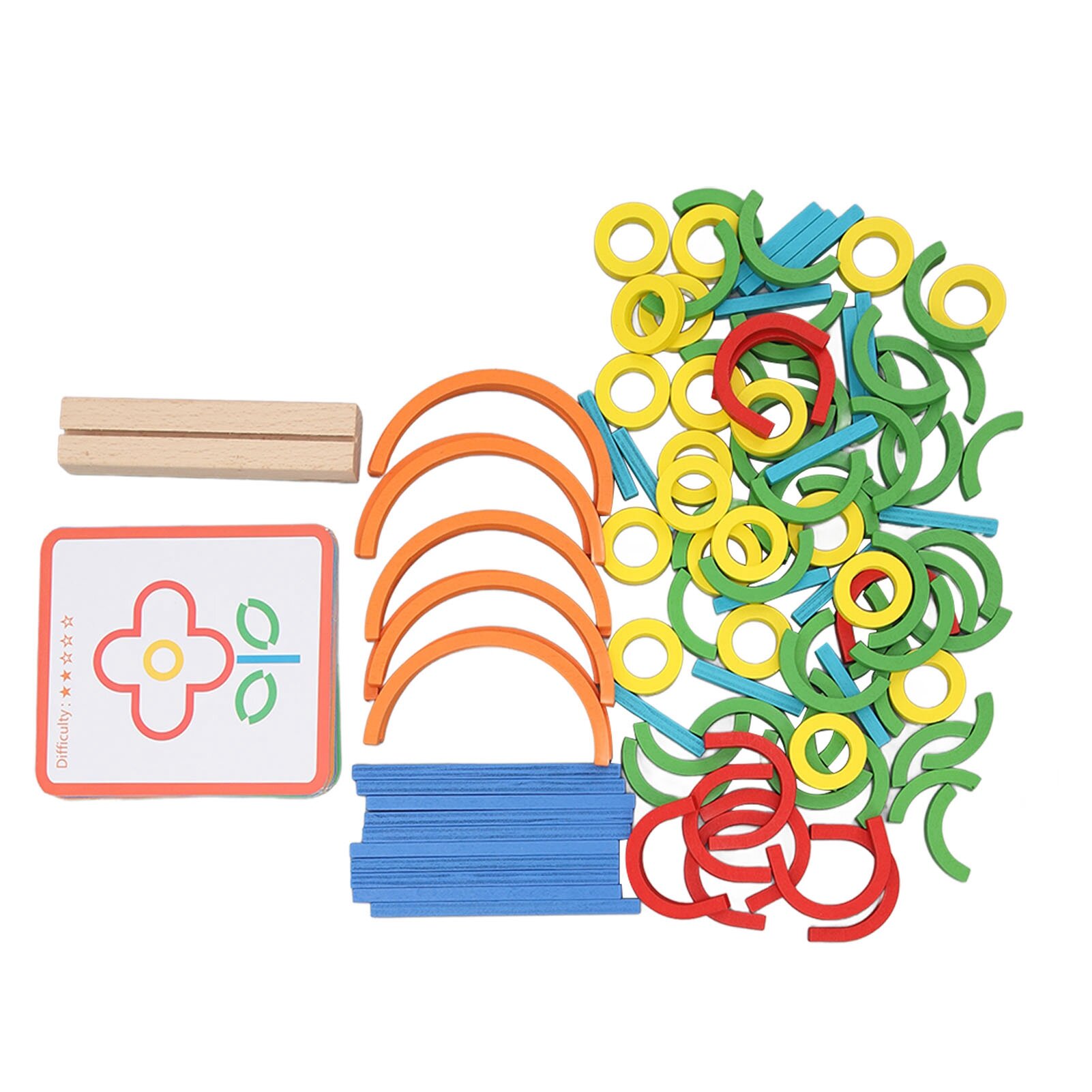 Пазл доска деревянная для раннего образования и обучения геоборд для детей, материал липа и бумага, размер кард-базы 10 x 2.5 см, в комплект входят 1 кард-база, 20 карт, 120 деревянных палочек, 1 сумка для хранения