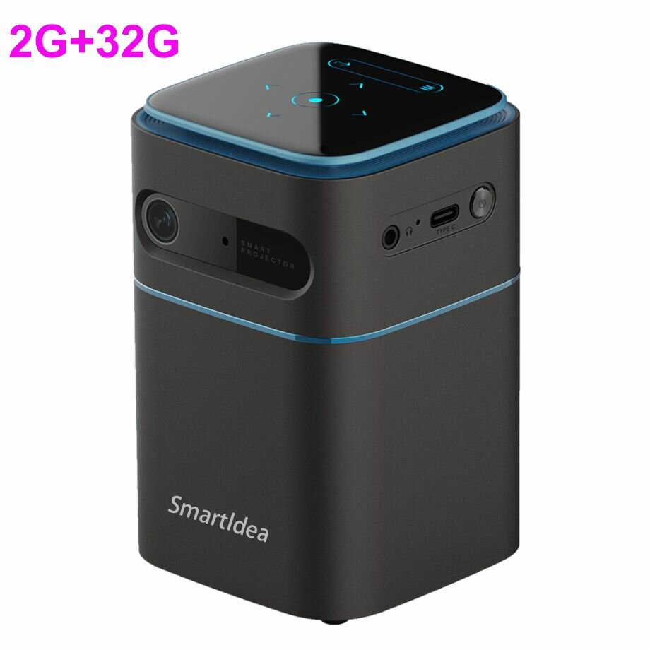 Проектор smartldea pico smart android 9,0 wi-fi 1080p 4k поддержка портативный мини-видеоигры dlp beamer airplay