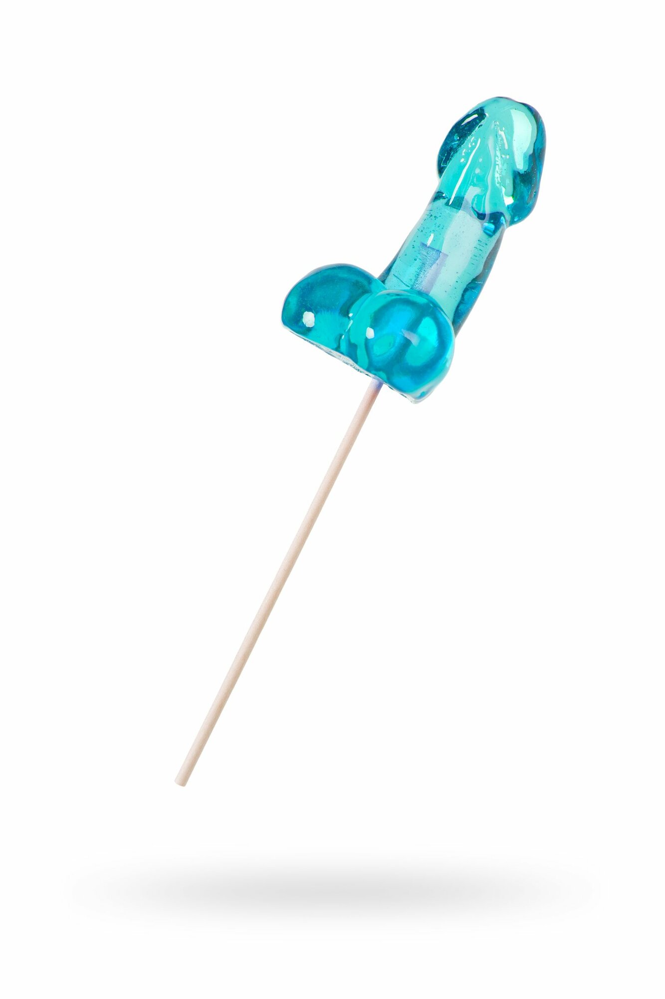 Голубой леденец в форме члена со вкусом блю кюрасао - 80 гр, цвет голубой