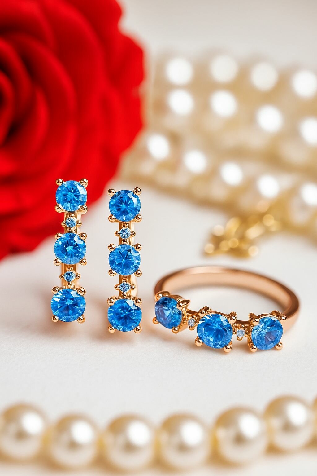 Комплект бижутерии, фианит, искусственный камень