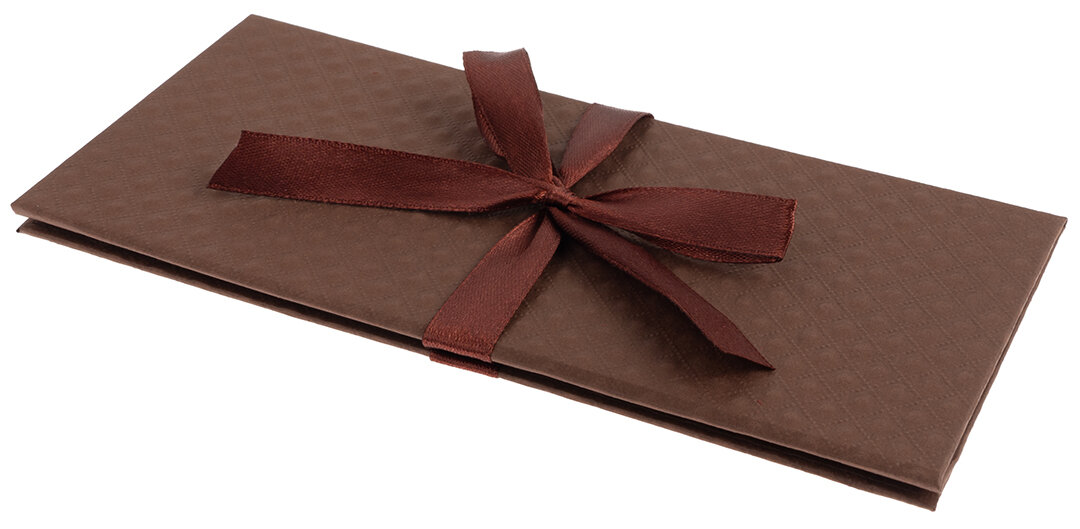 Подарочный конверт Дон Баллон Атласная лента, Тиснение Ромб, Шоколадный, 8,3х17,2 см