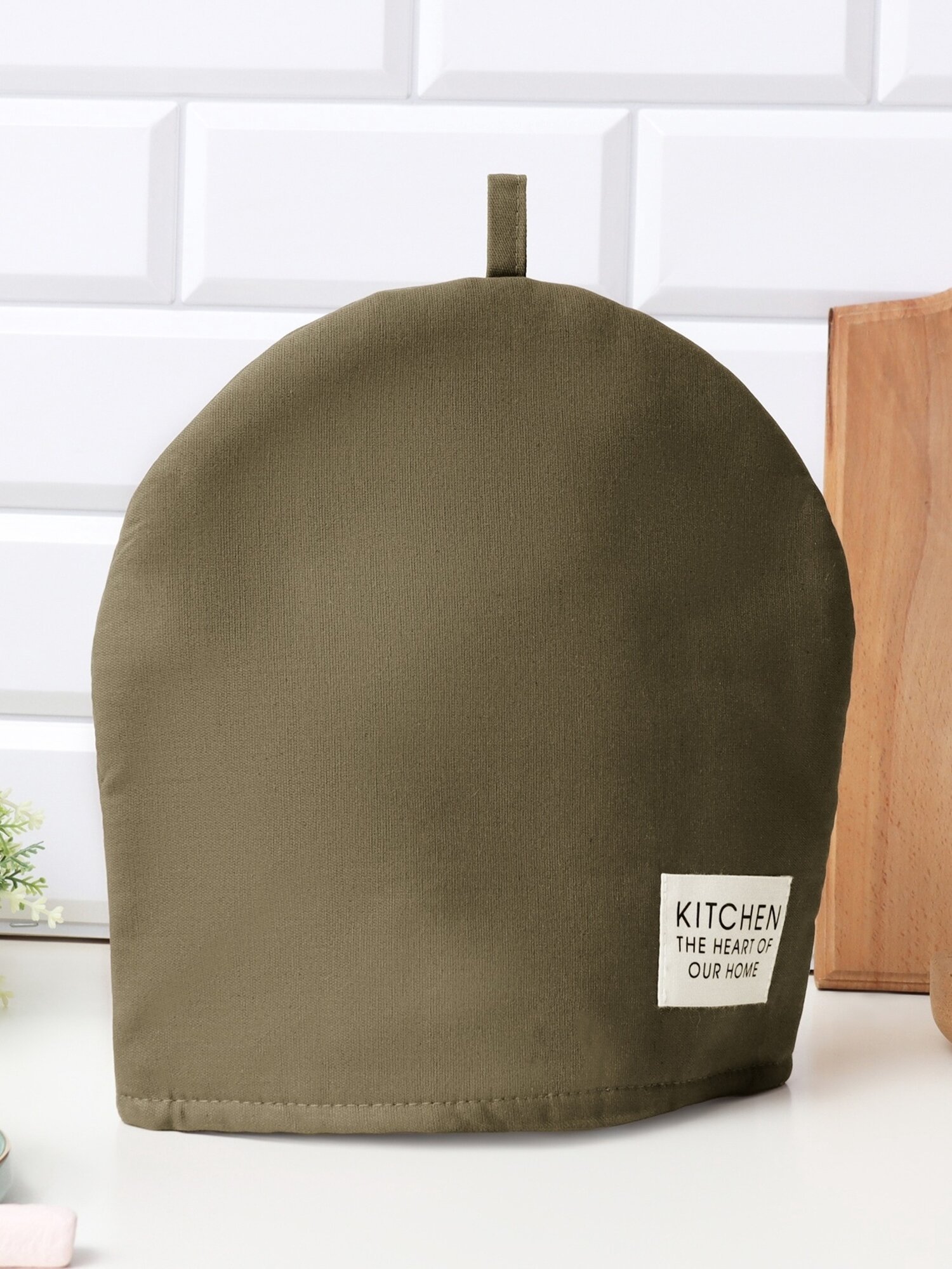 Грелка на чайник "Этель" Kitchen, цв. зелёный, 28х28 см, 100% хл, саржа 220 г/м2