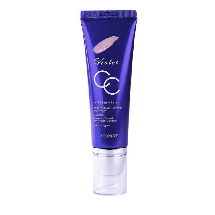 Deoproce Violet CC Cream подстраивающийся под тон кожи СС-крем для лица светло-бежевый (тон №13)