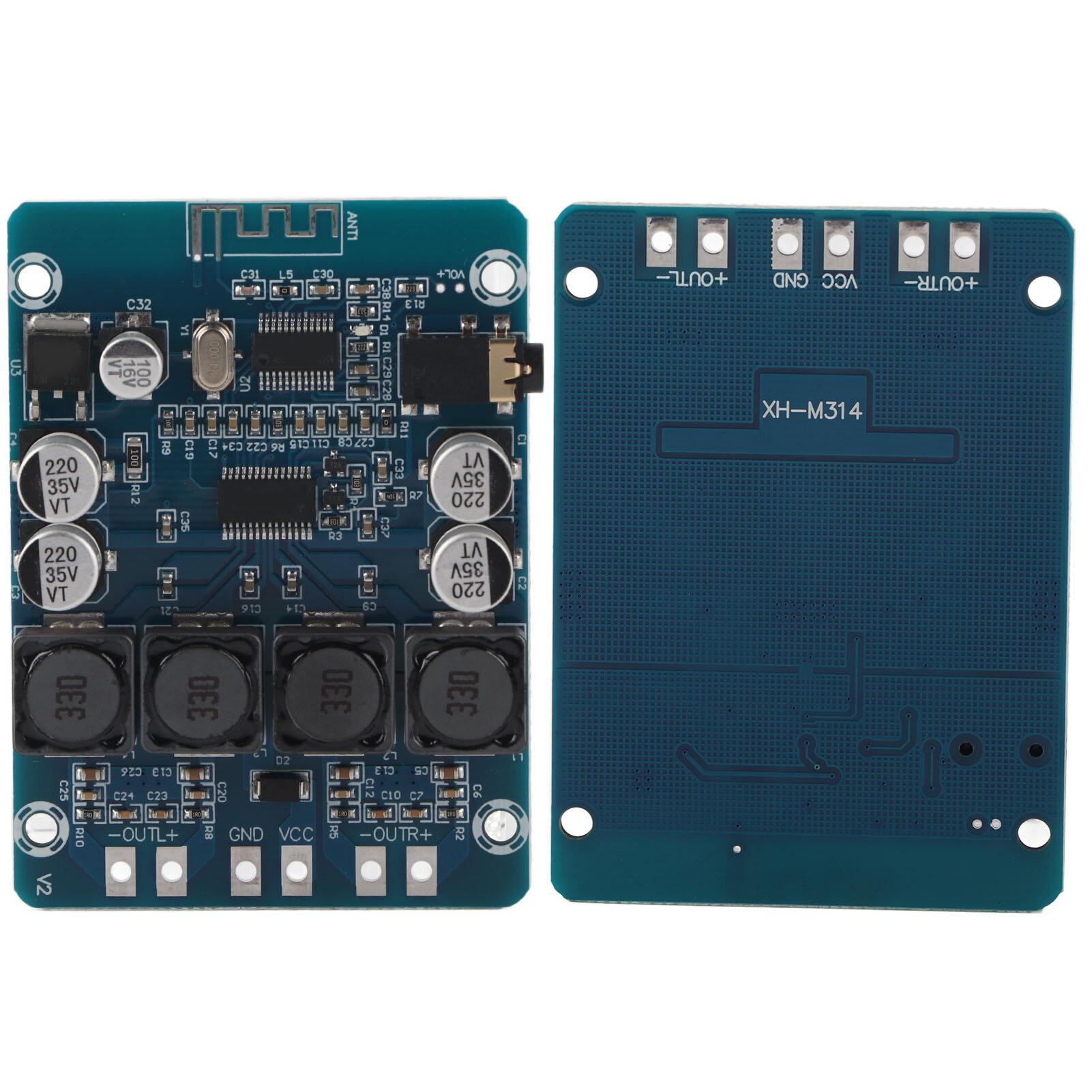 Модуль цифрового усилителя TPA3118 с Bluetooth, двухканальный, 30W+30W, входное напряжение 8V~26V DC, размер 71x52mm, сопротивление динамиков 4ohm, 6ohm, 8ohm, аудиовход 3.5mm разъем