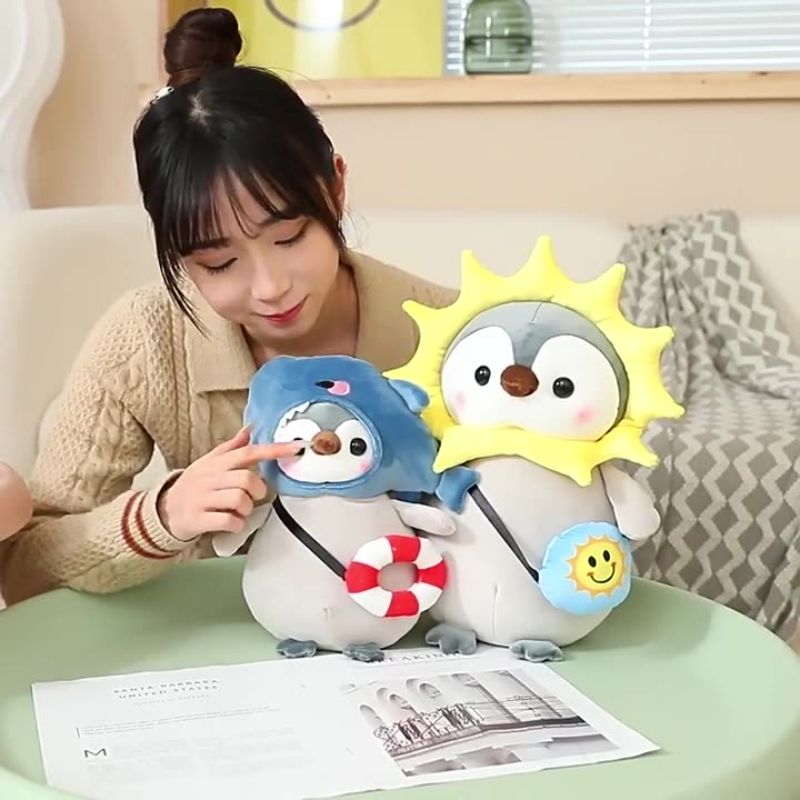Мягкая игрушка пингвин девочка/ Kawaii penguin girl/ плюшевая игрушка пингвин с повязкой — фото 1