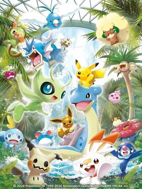 Алмазная мозаика на подрамнике "Покемоны" круглые бриллианты 40х50см