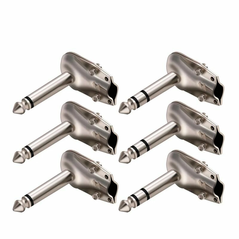 12 шт. 90-градусный угловой 6,35 мм моно/стерео 2/3-контактный джек-разъем 6,35 мм гитарный фонокорректор 1/4 дюйма