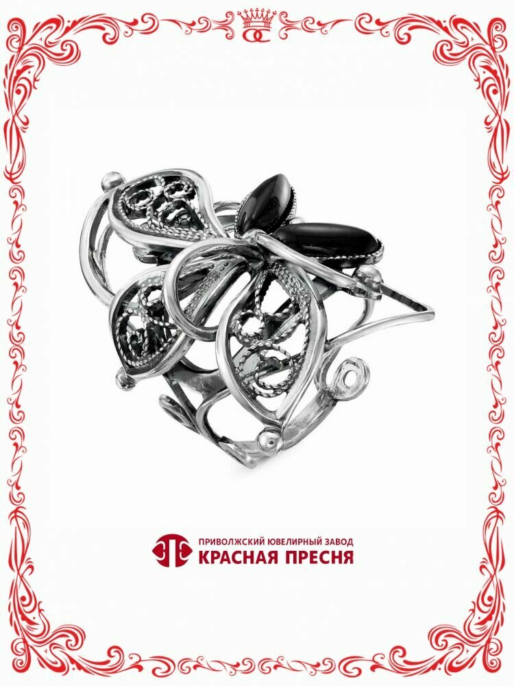Кольцо, агат синтетический