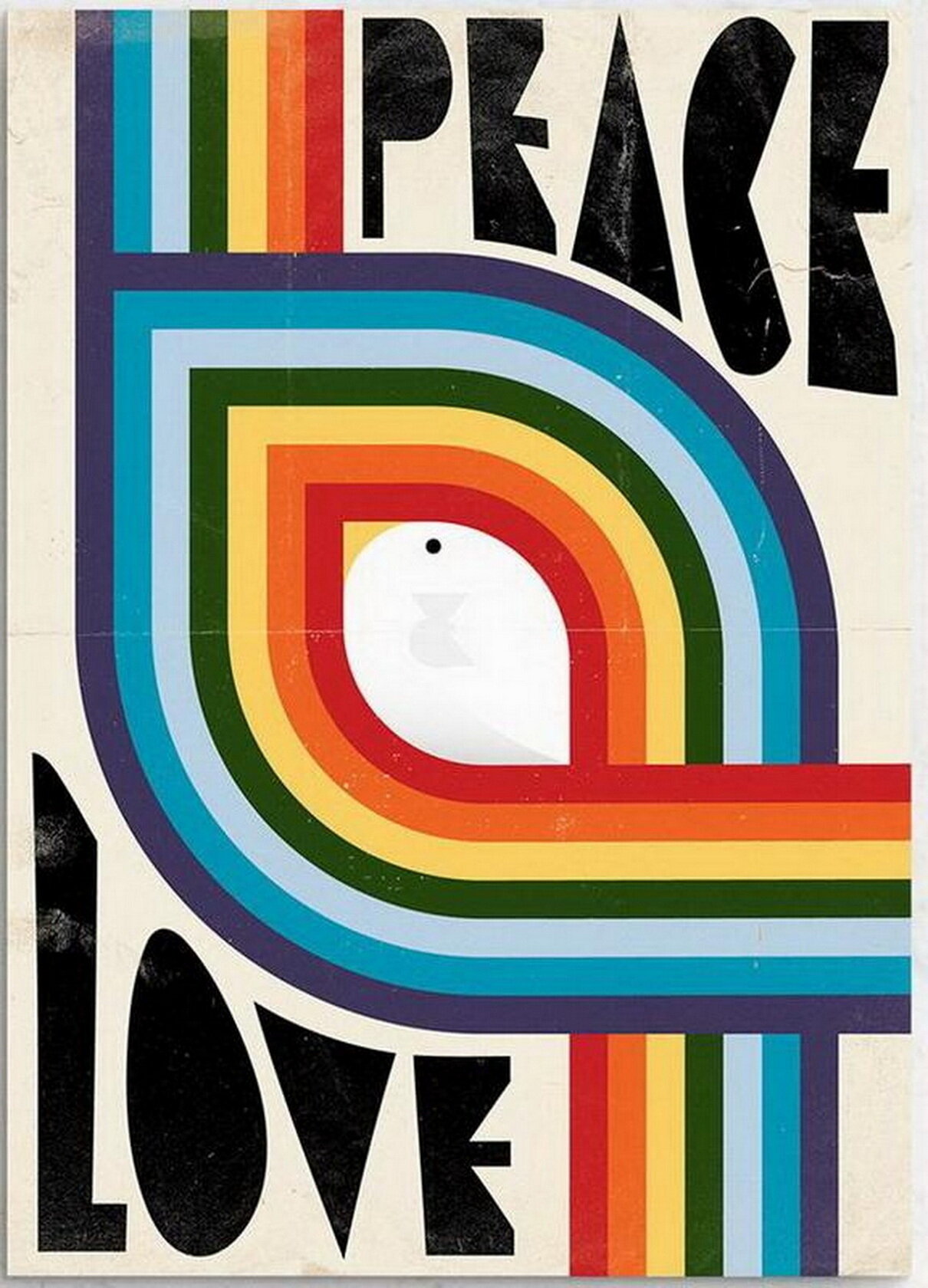 Плакат, постер Peace and Love на бумаге, размер 21х30см