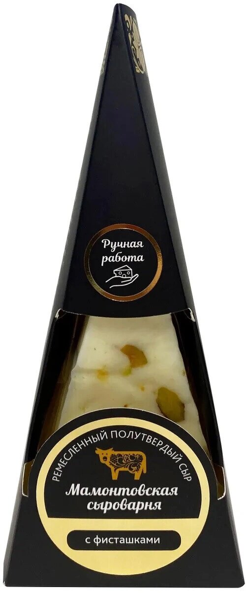 "Мамонтовские Сыры" Сыр Полутвердый Выдержанный из Коровьего Молока с Фисташками, 100 г