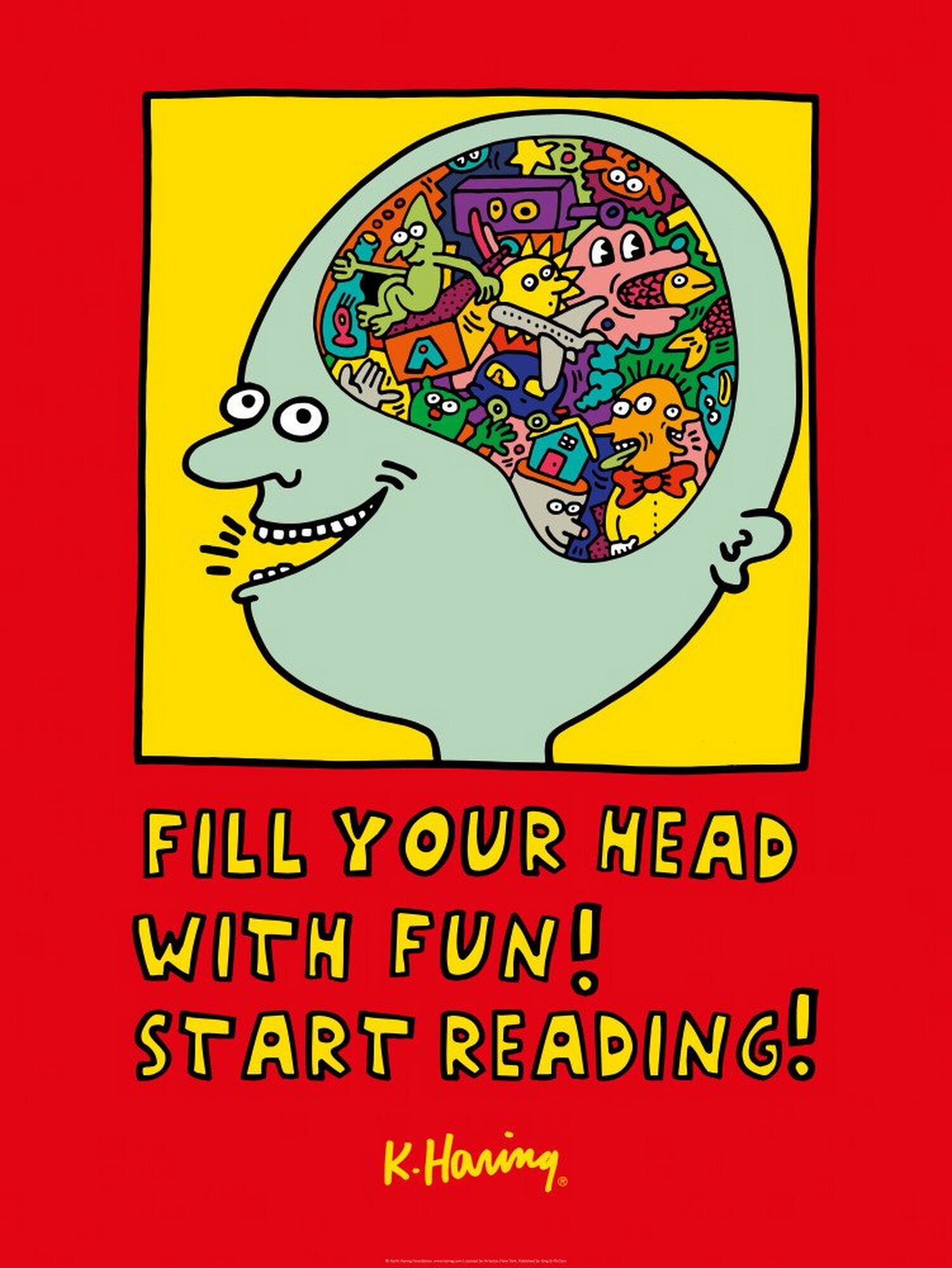 Плакат, постер Кит Харинг. Читайте! на бумаге, размер 30х42см