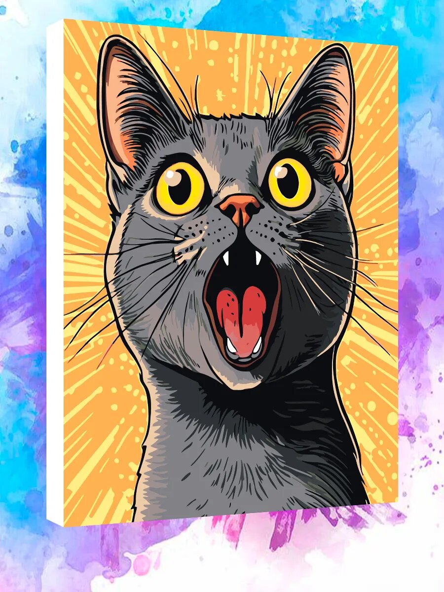 Картина по номерам Кошка Животные Поп-Арт
