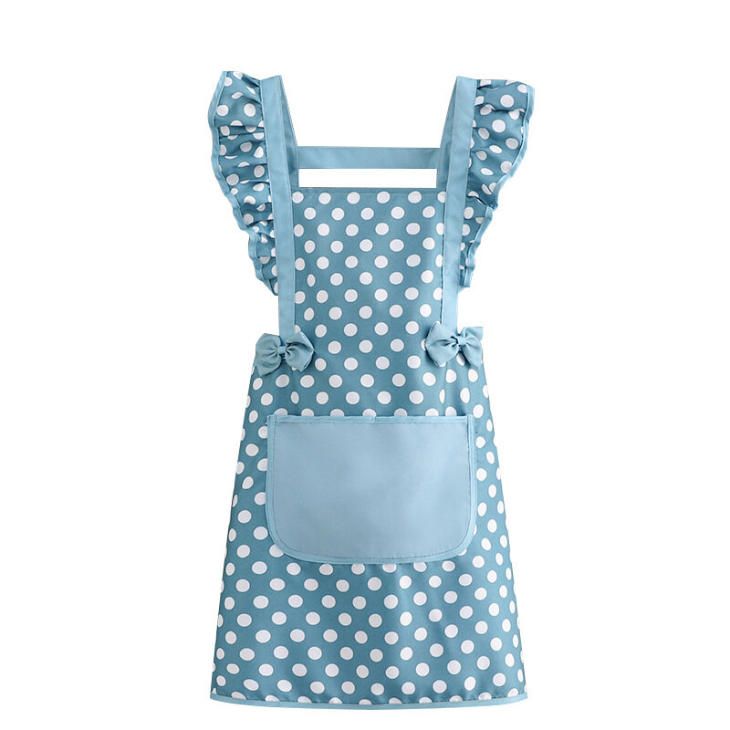 Милый женский фартук в горошек с рюшами на бретельках и карманом. Водонепроницаемые и маслостойкие фартуки для приготовления пищи на кухне. Фартук без рукавов в корейском стиле для уборки дома или повседневной работы по дому.