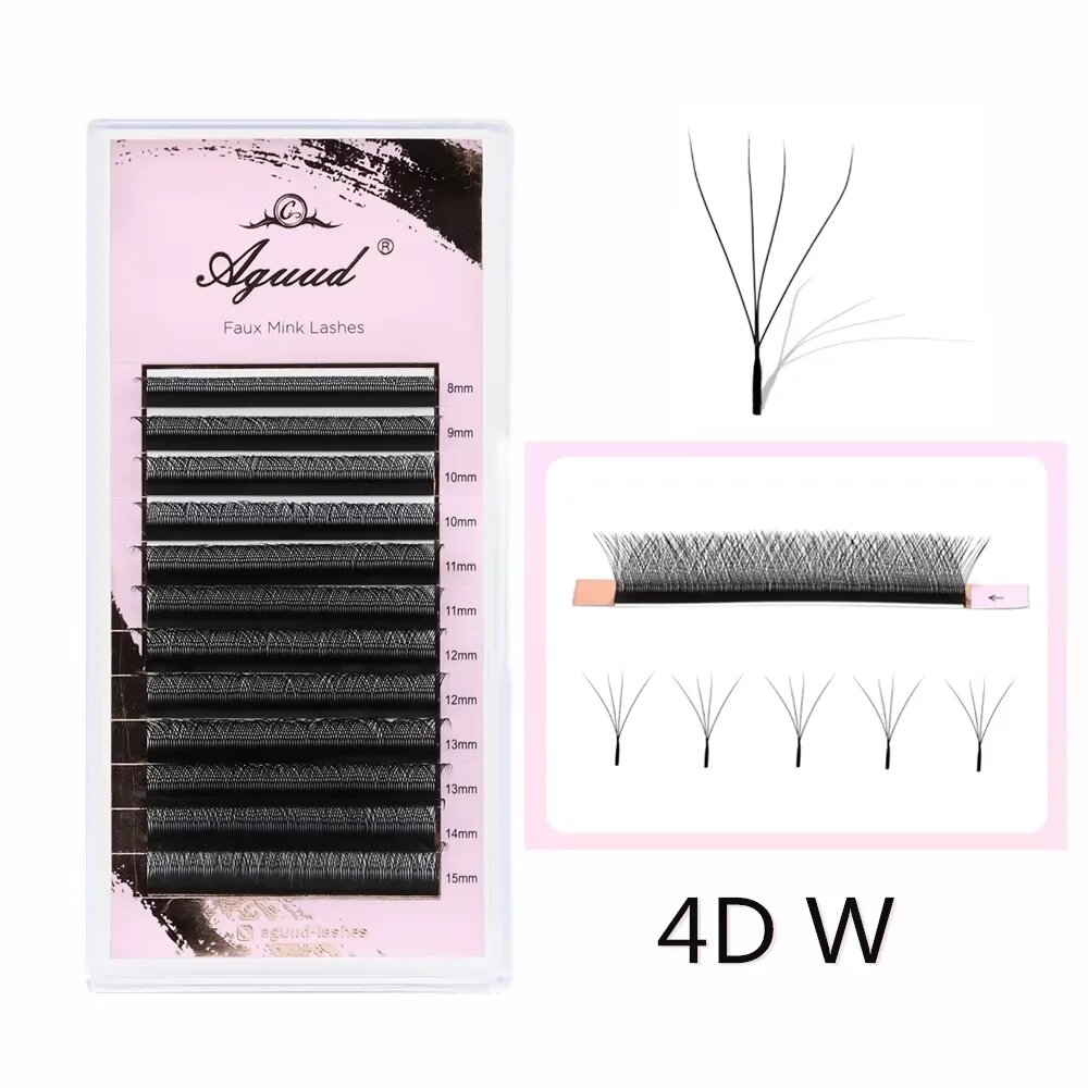 Веерные ресницы RUJADE 4D W, D изгиб, MIX 8-15mm