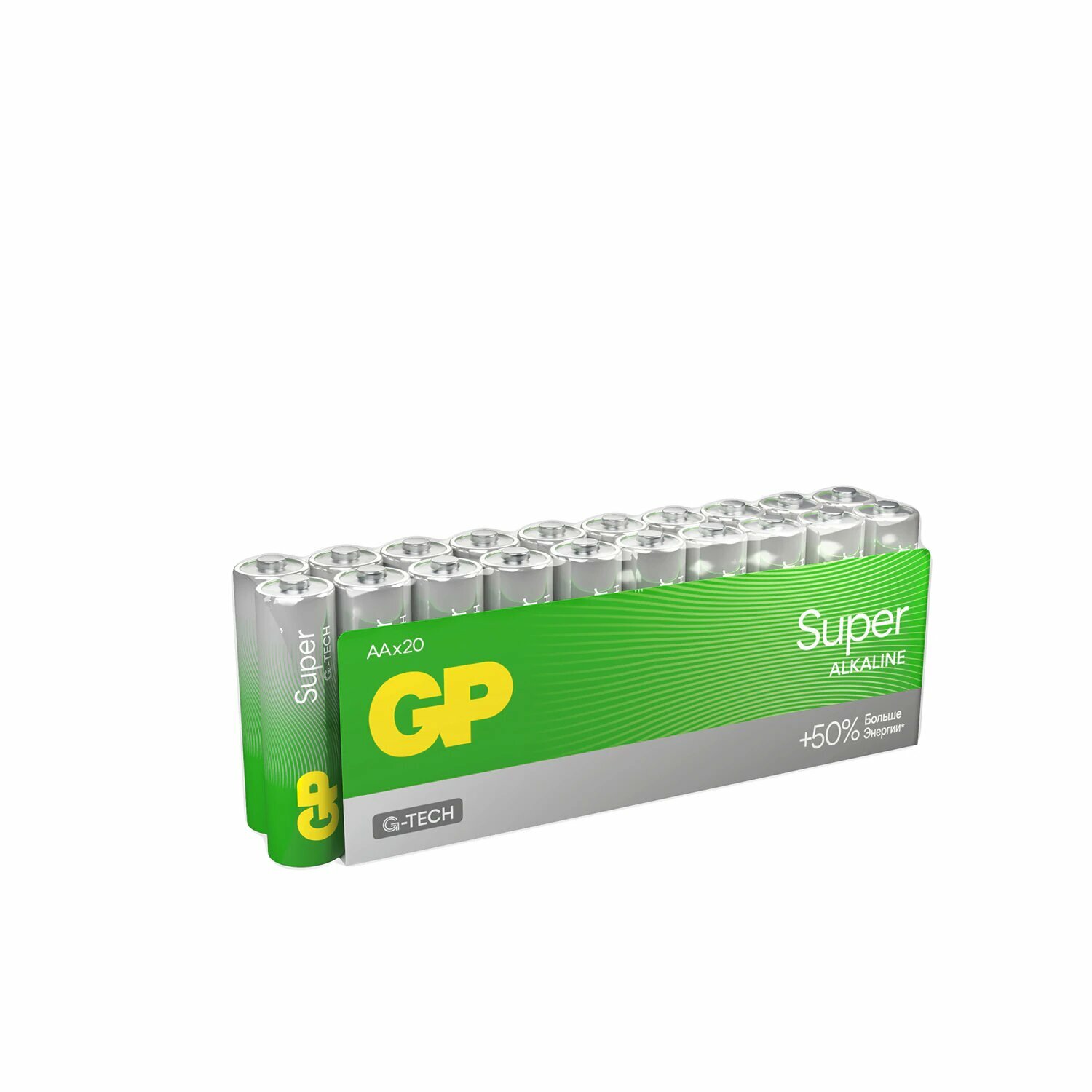 Батарейки комплект 20 шт, GP Super G-Tech, AA (LR6,15А), алкалиновые, пальчиковые, 15A-2CRVS20, GP 15A-2CRVS20