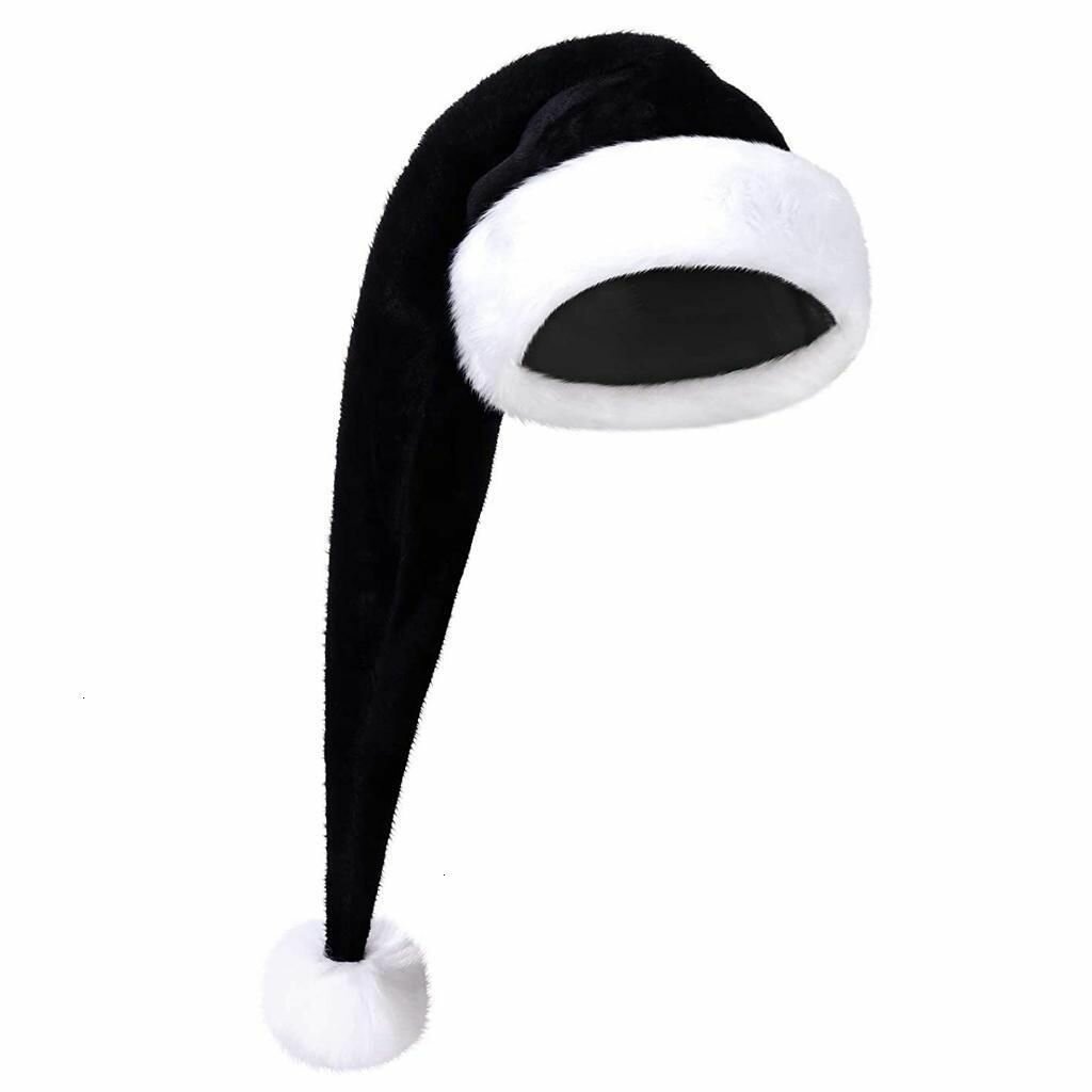 Удлиненная рождественская шляпа, плюшевая шляпа-черный
