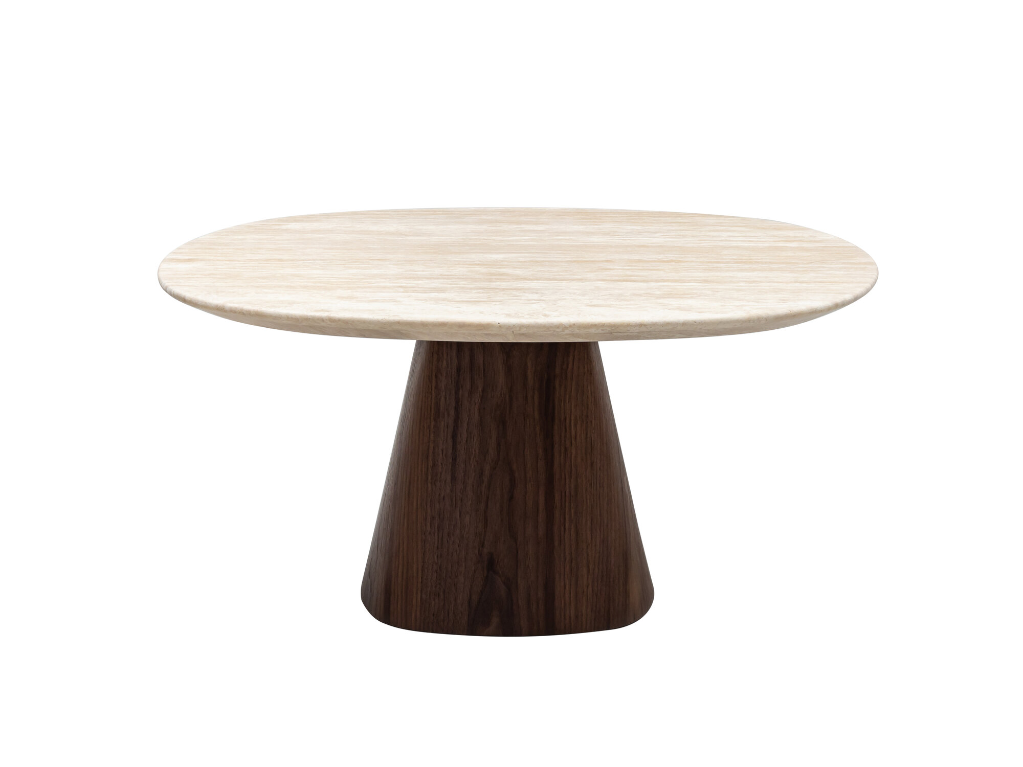 Журнальный стол Arto, Столешница - травертин, Основание - мдф и нержавеющая сталь, Шпон ореха