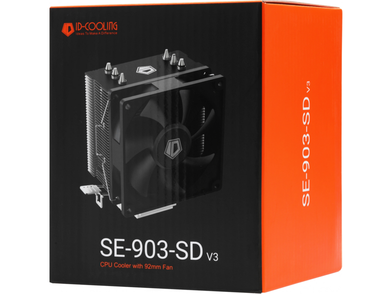 Кулер для процессора ID-COOLING SE-903-SD V3 LGA1700/1200/115X/AM5/AM4 (30шт/кор, TDP 130W, 3 тепл. трубки прямого контакта, FAN 92mm) RET