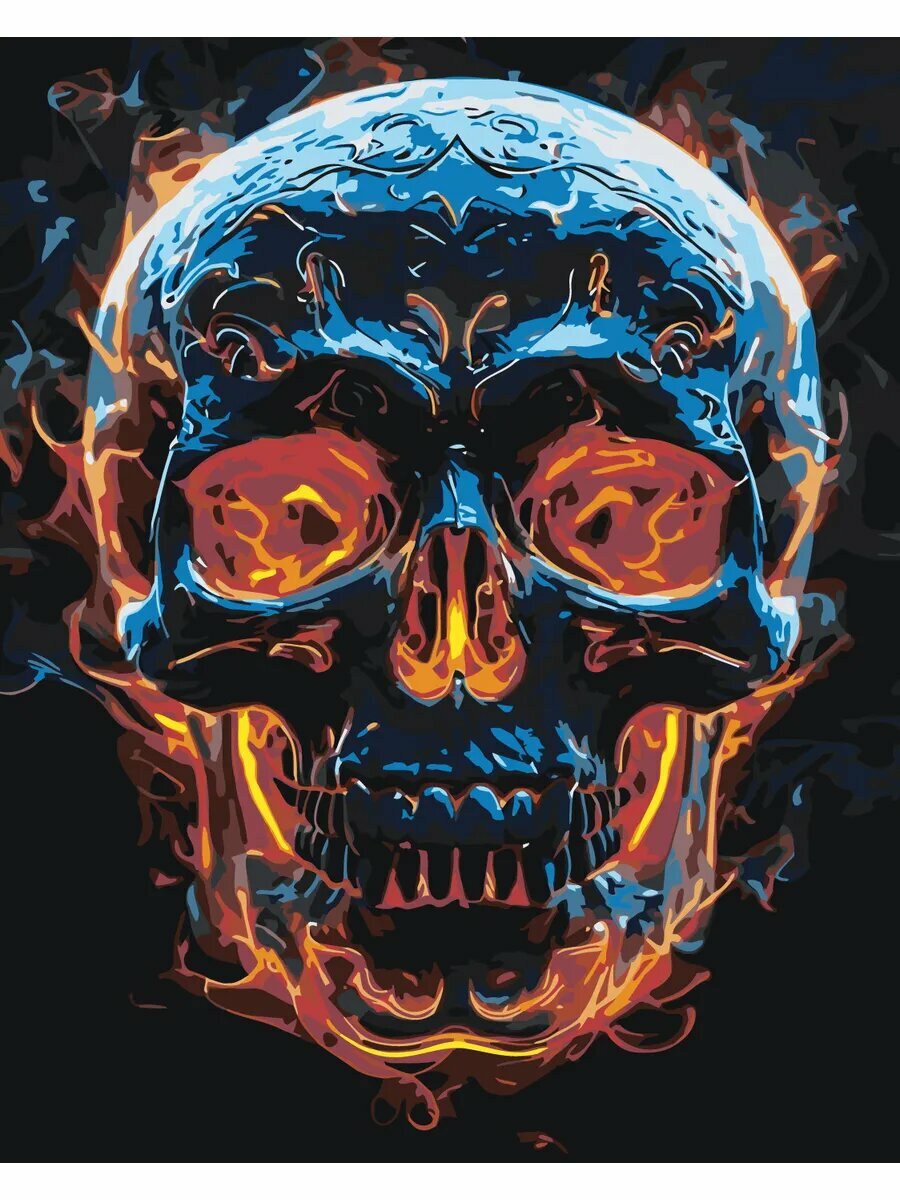 Картина будь художником " Крутой Огненный Череп Пламя", холст, на подрамнике