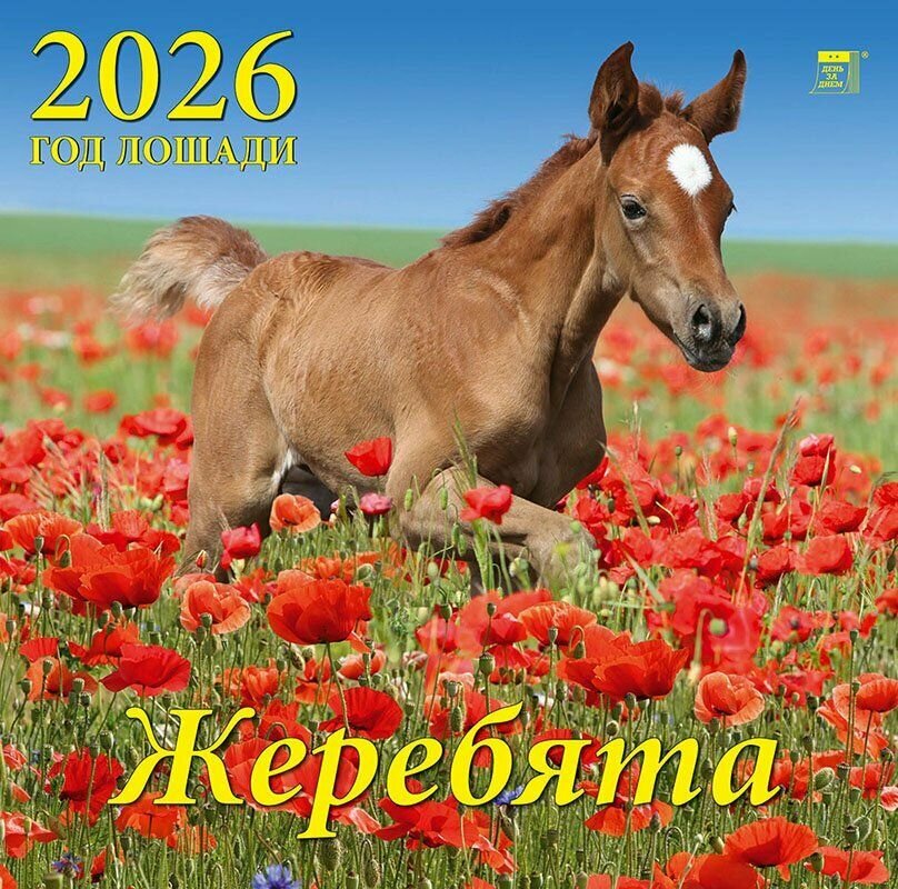 Календарь 2026 настенный перекидной 30*30 см на скрепке Жеребята