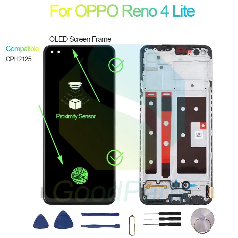 Запасной дисплей для OPPO Reno 4 Lite 2400*1080 CPH2125 Reno 4 Lite ЖК сенсорный дигитайзер в сборе