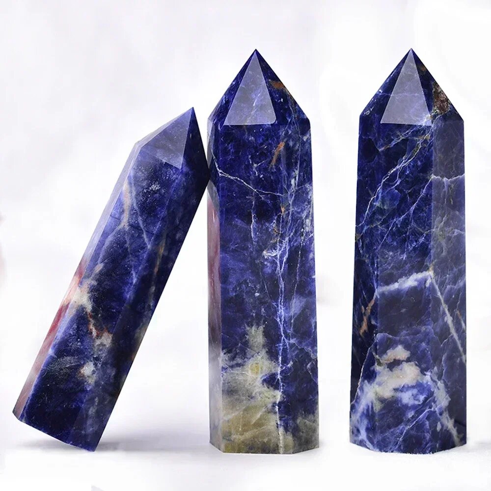 Синий содалит, односторонняя палочка, Темно-синий, 1pc Size 70-80mm, Blue Sodalite Stone