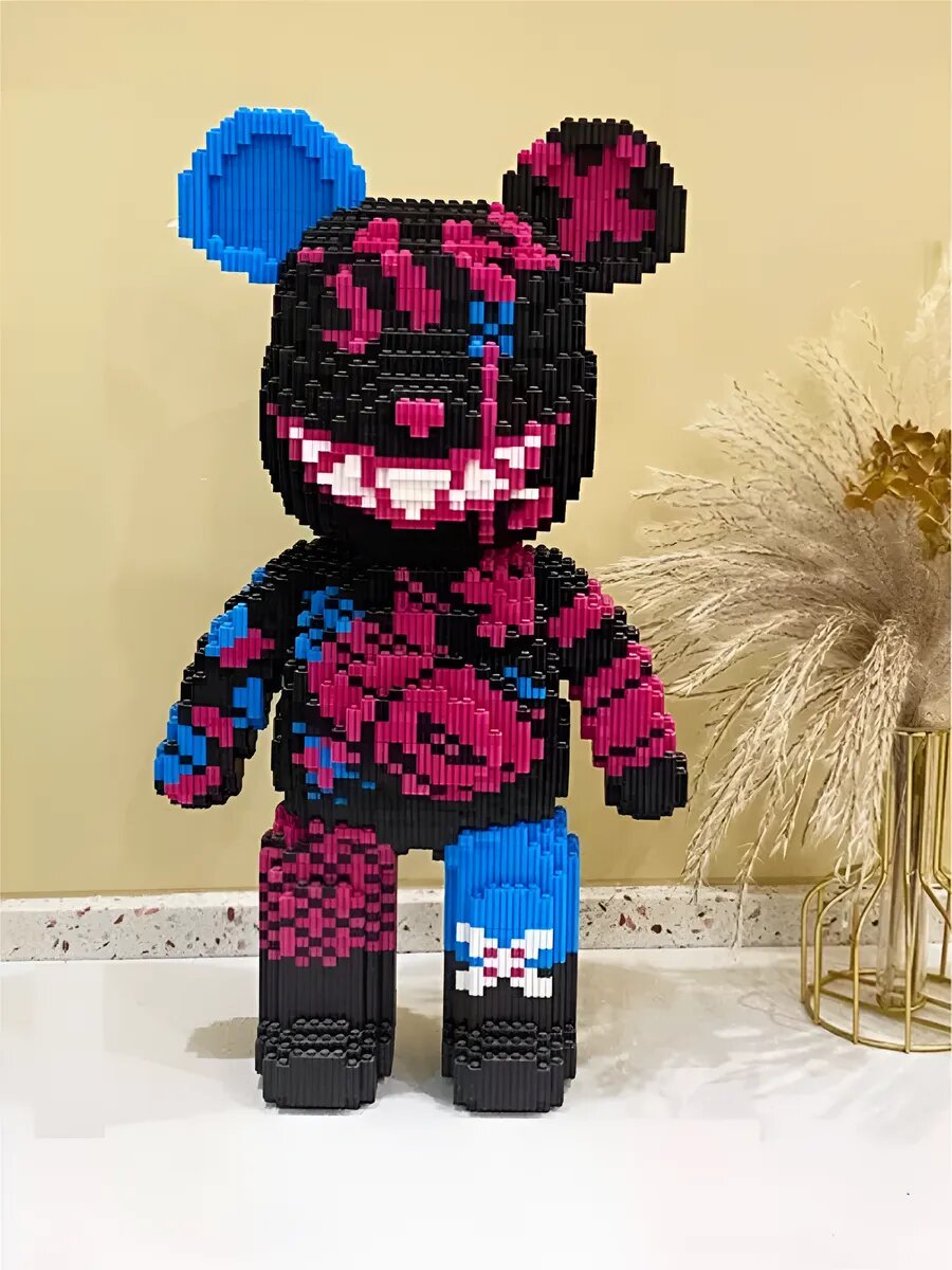 Конструктор 3D "Мишка улыбающийся", 4496 элементов, интерактивная фигурка, чёрный