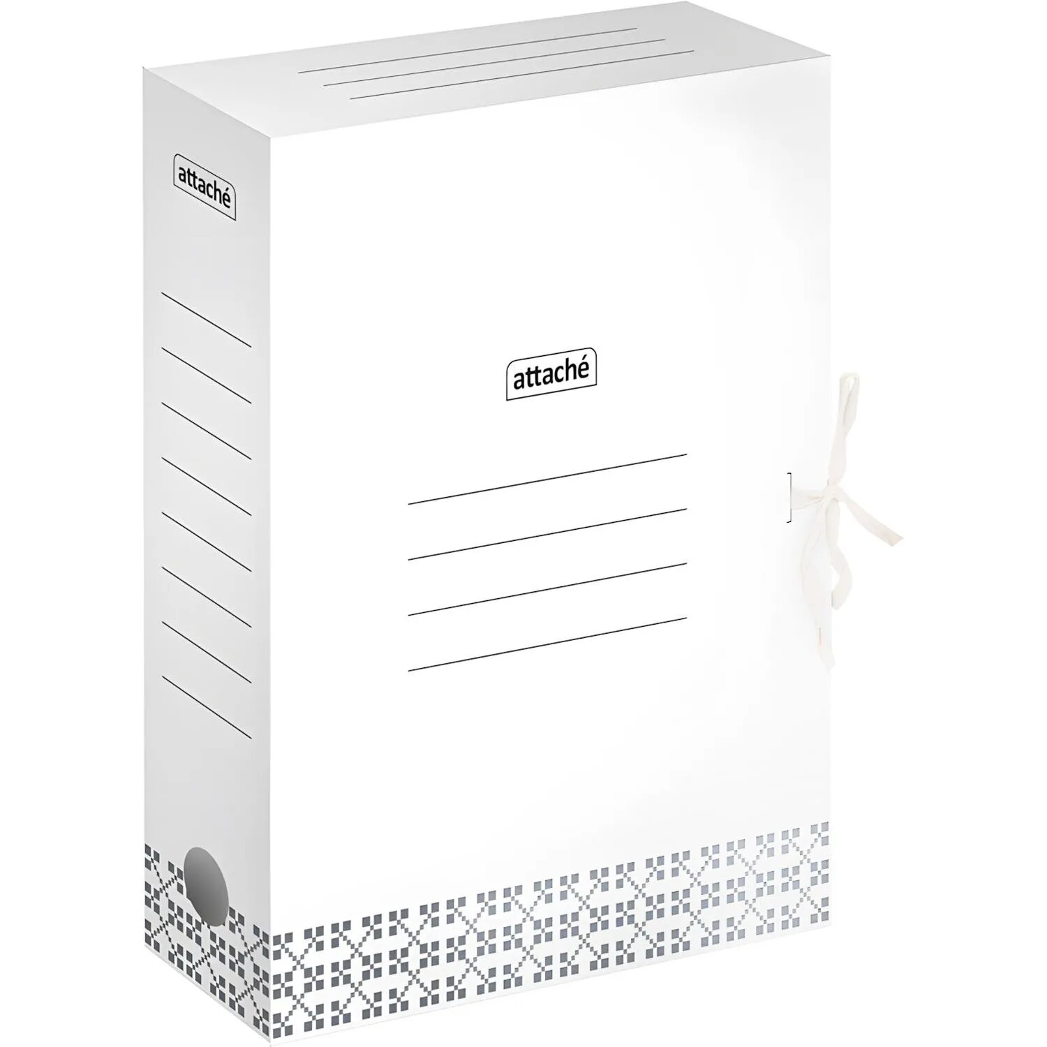 Короб архивный Attache 75мм на завязках серый с узорами