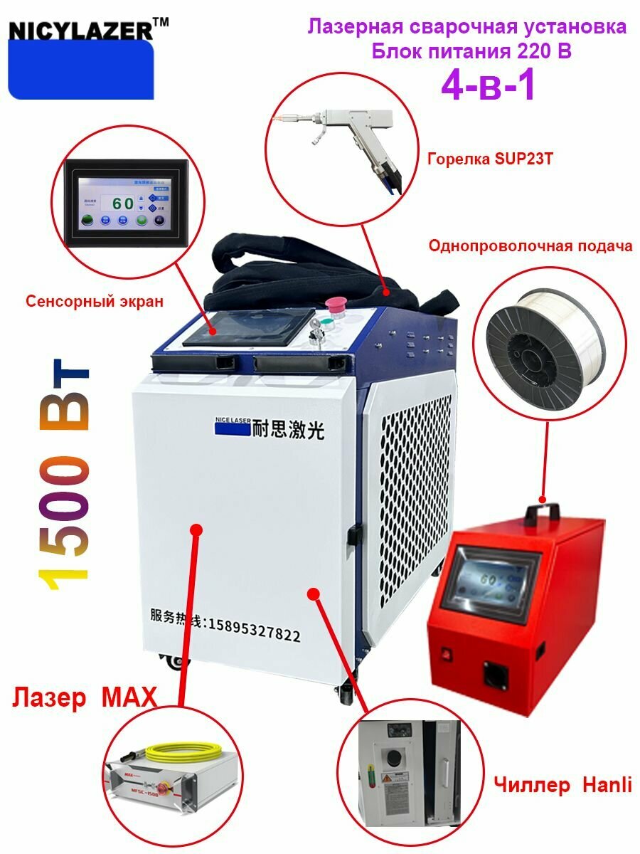 Ручной лазерный аппарат 1500Вт: сварка, резка, удаление ржавчины и зачистка швов