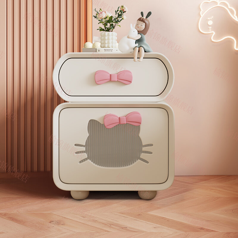 Интерьерная белая прикроватная тумбочка в стиле Hello Kitty (Левая)