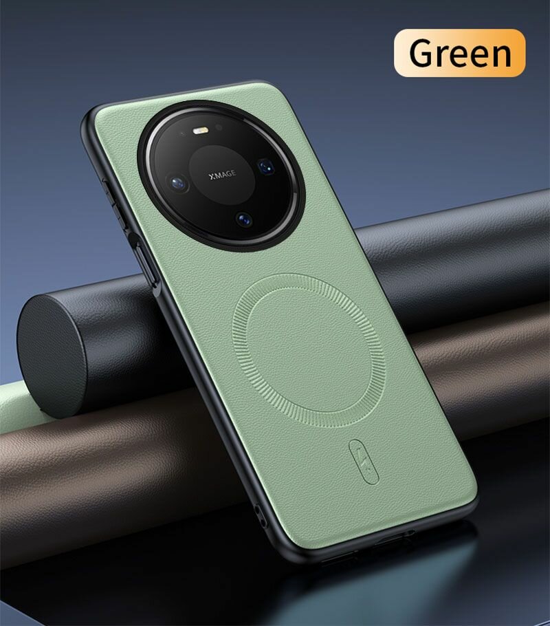 Чехол на Huawei Mate 80 Pro/ Чехол Хуавей Мате 80 Про, с магнитным креплением и защитой объектива, Кожаный Чехлы для телефонов(Зеленый)