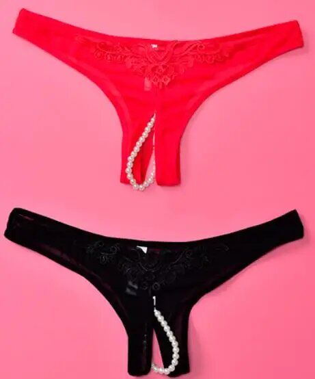 Плюс размер L XXL XXX 5XL сексуальные стринги с открытой промежностью и жемчугом без вырезов, стринги с v-образным вырезом, трусики, трусики, нижнее белье, трусы RB007 Розовый, XXXL, Red and Black