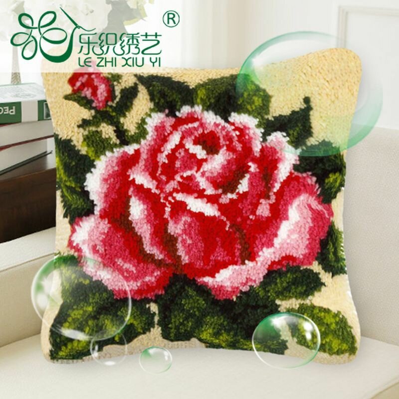 Ковровая вышивка набор для вышивания подушки /Красивые цветы/размером 43х43 см