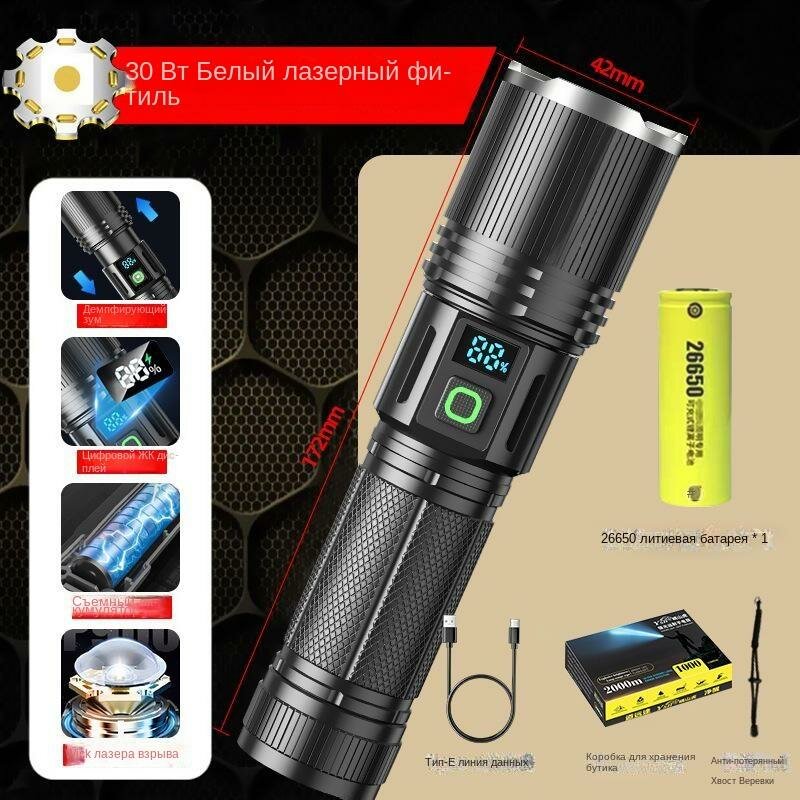 Алюминиевый сплав цифровой фонарик механический зум сильный свет USB зарядки открытый аварийный дальний сильный фонарик