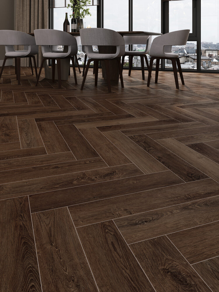 Виниловая плитка SPC CronaFloor Herringbone Дуб Тулуза H001 (в уп. 16 шт./1.31 м2)