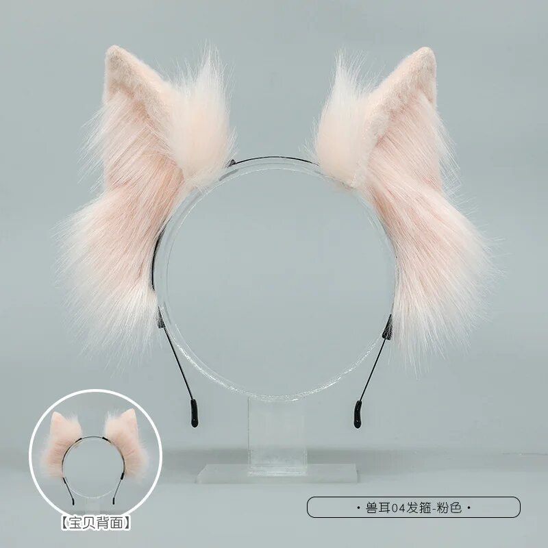 Розовые кошачьи ушки на ободке, Pink