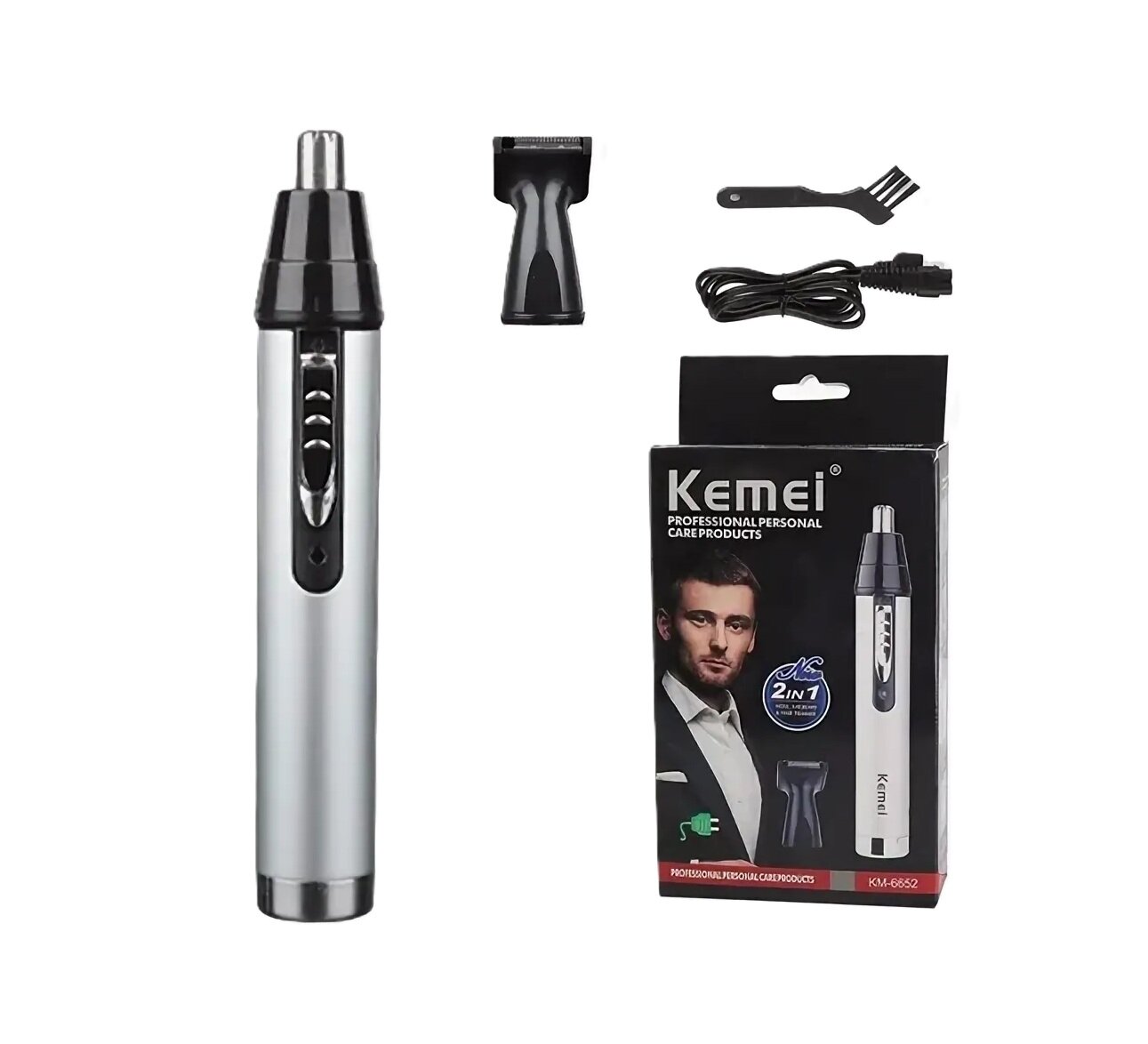Триммер Kemei, для бороды/усов и носа/ушей, нержавеющая сталь