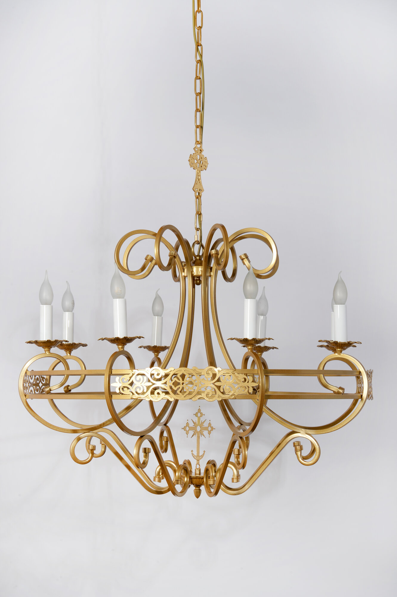 Паникадило RS239-1-8 8xЕ14 D90xH90см+цепь 1 метр цвет матовое золото