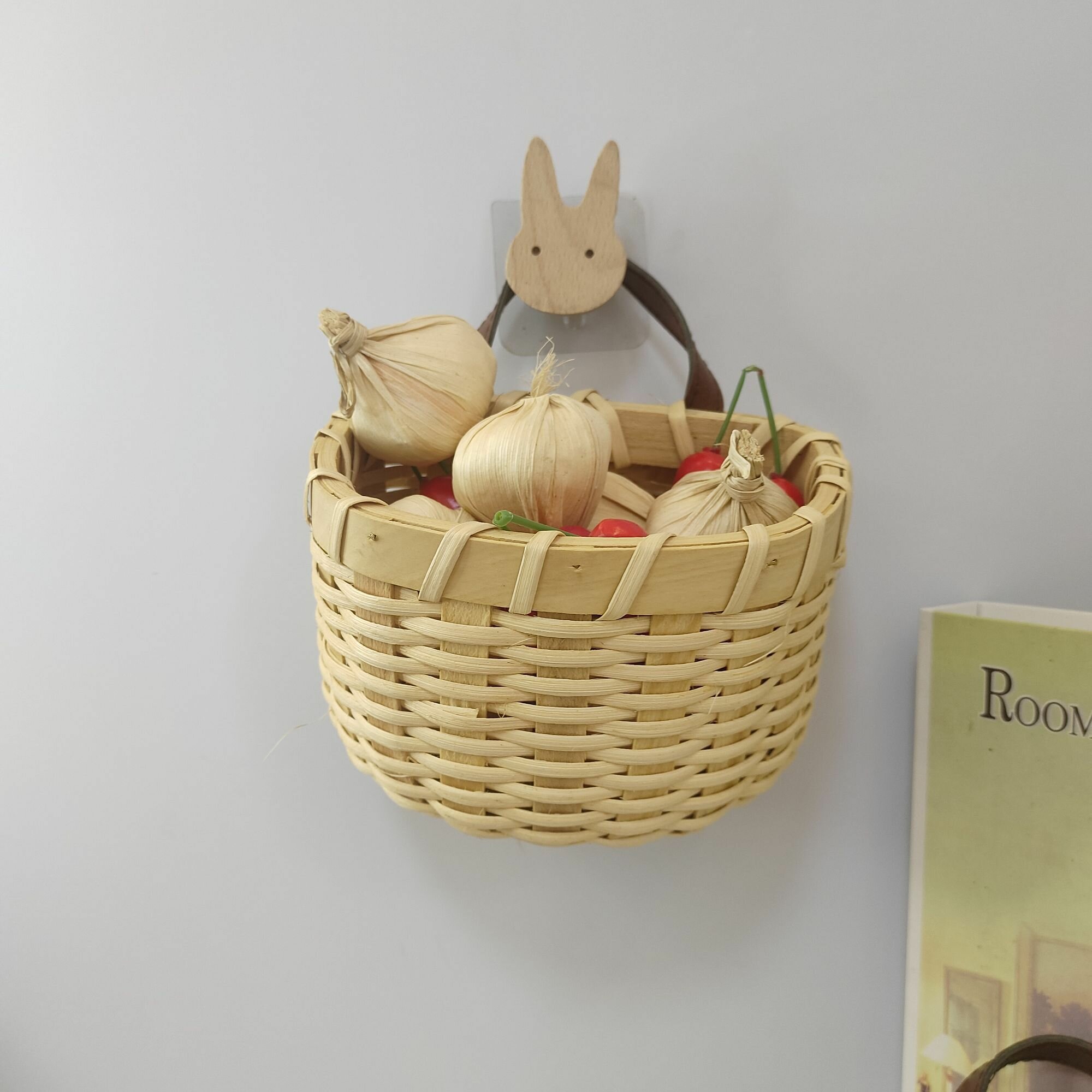 Корзина для хранения лука, имбиря и чеснока из ротанга, настенная корзина для хранения чеснока и имбиря, кухонная домашняя корзина для хранения, плетеная подвесная корзина