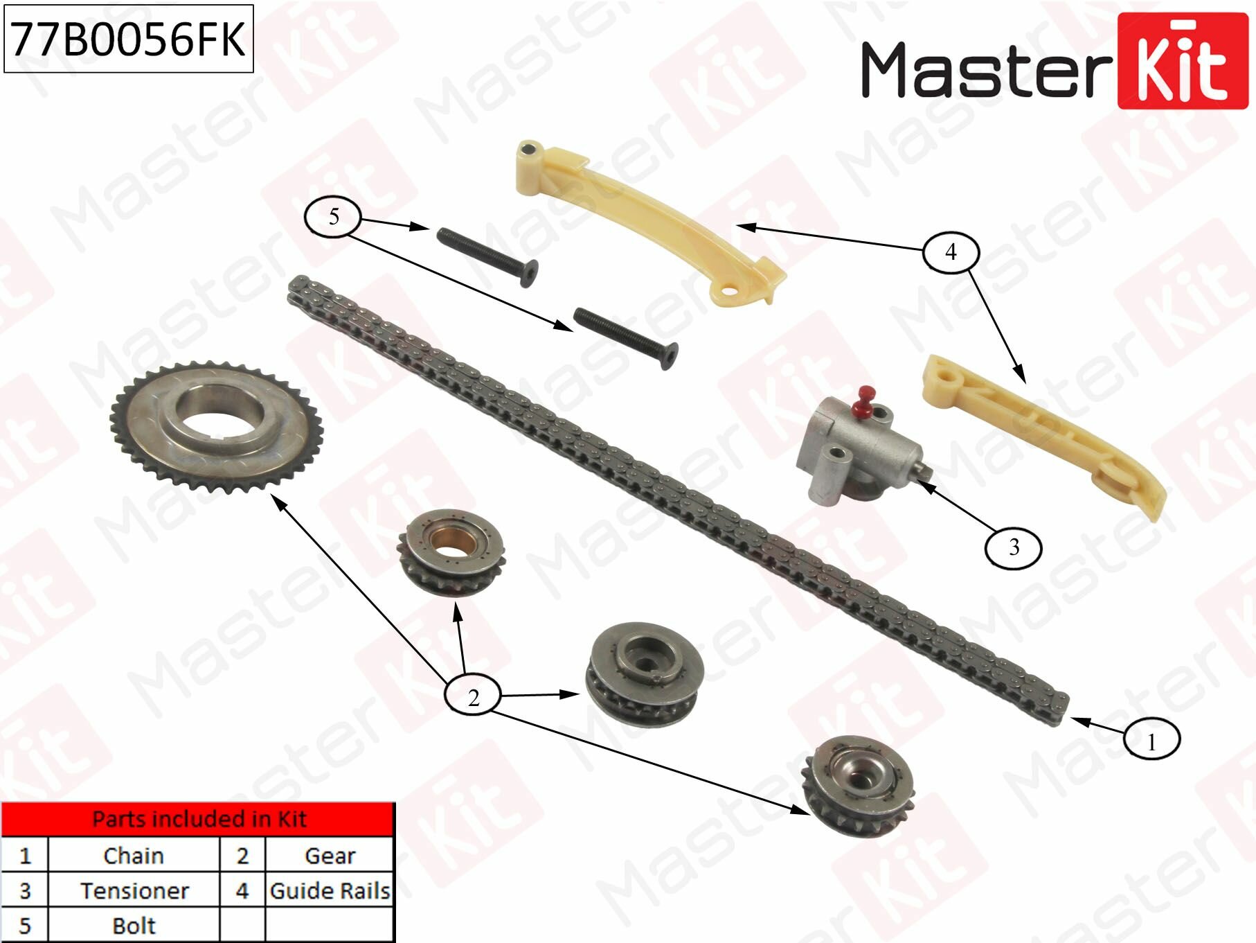 Комплект цепи ГРМ Saab 9-3/9-5 2.0-2.3 B203/B235/B205E 97-02 MasterKit 77B0056FK