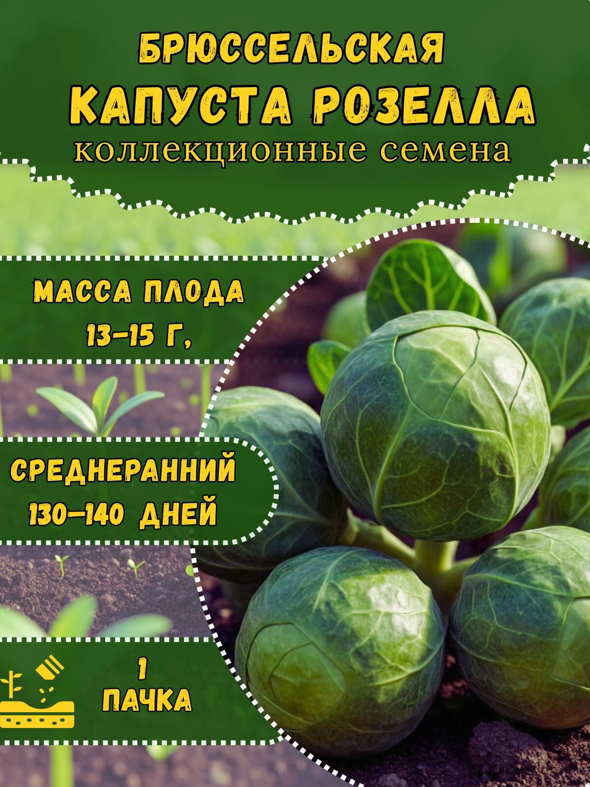 Семена Капусты брюссельской "Розелла", 10 семян