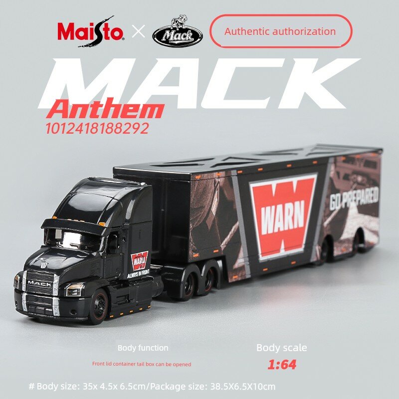 Модель-трейлер MACK ANTHEM 1:64 в черном цвете из сплава для любителей грузовиков