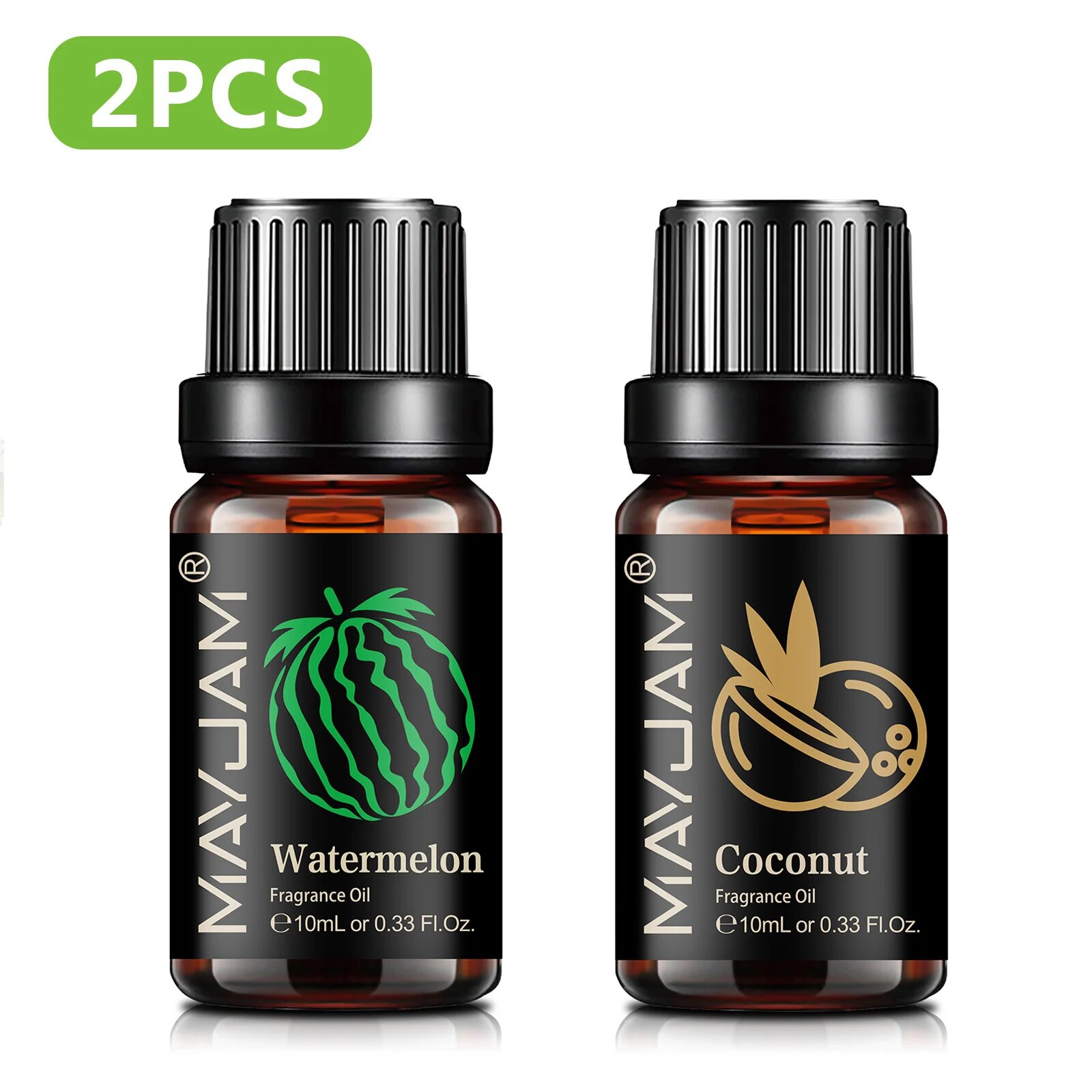 Набор Из 2 Ароматических Масел Для Увлажнителя/диффузора – Ароматы Клубники, Арбуза, Сладкого Апельсина, Персика
