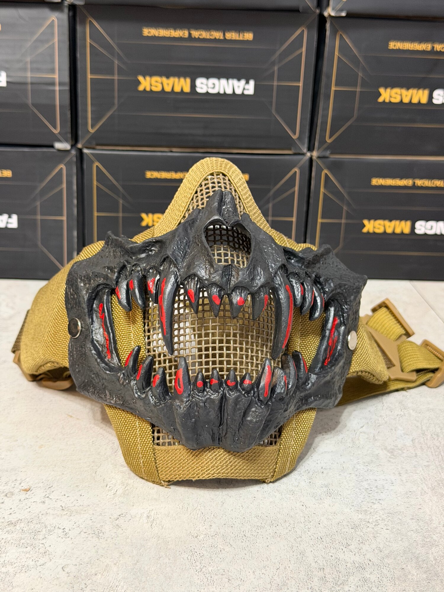 Защитная маска WOSPORT Fang Mask, дышащая, двухслойная, стальная проволока, олива