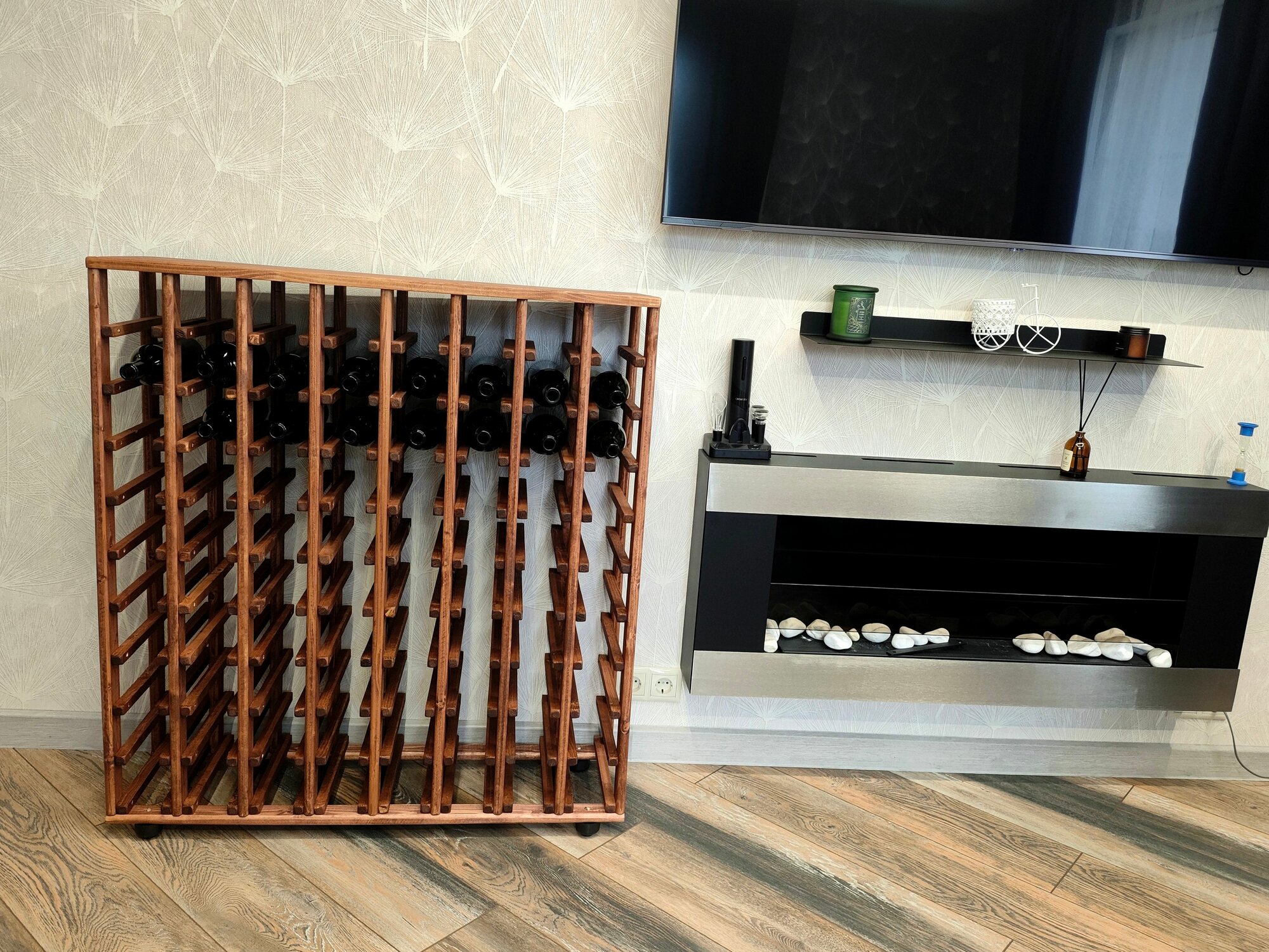 Винный стеллаж RackForWine на 80 бутылок, массив дерева, цвет махагон